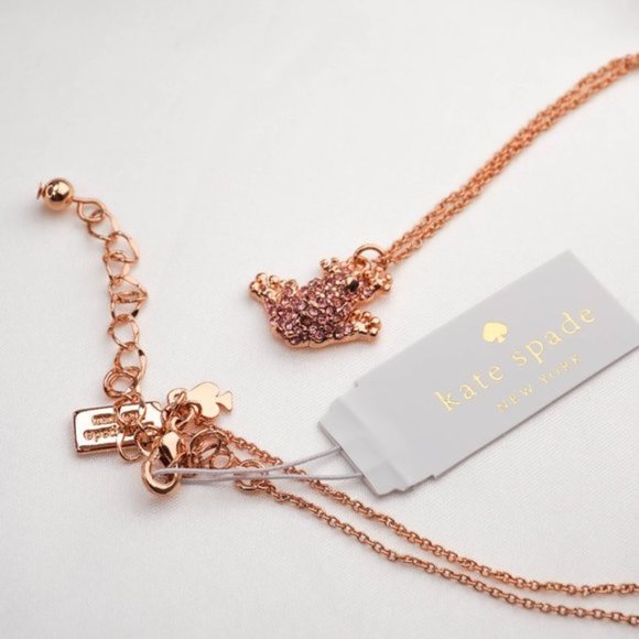 kate spade | Jewelry | Kate Spade Crystal Pave Swamped Frog Pendant ...
